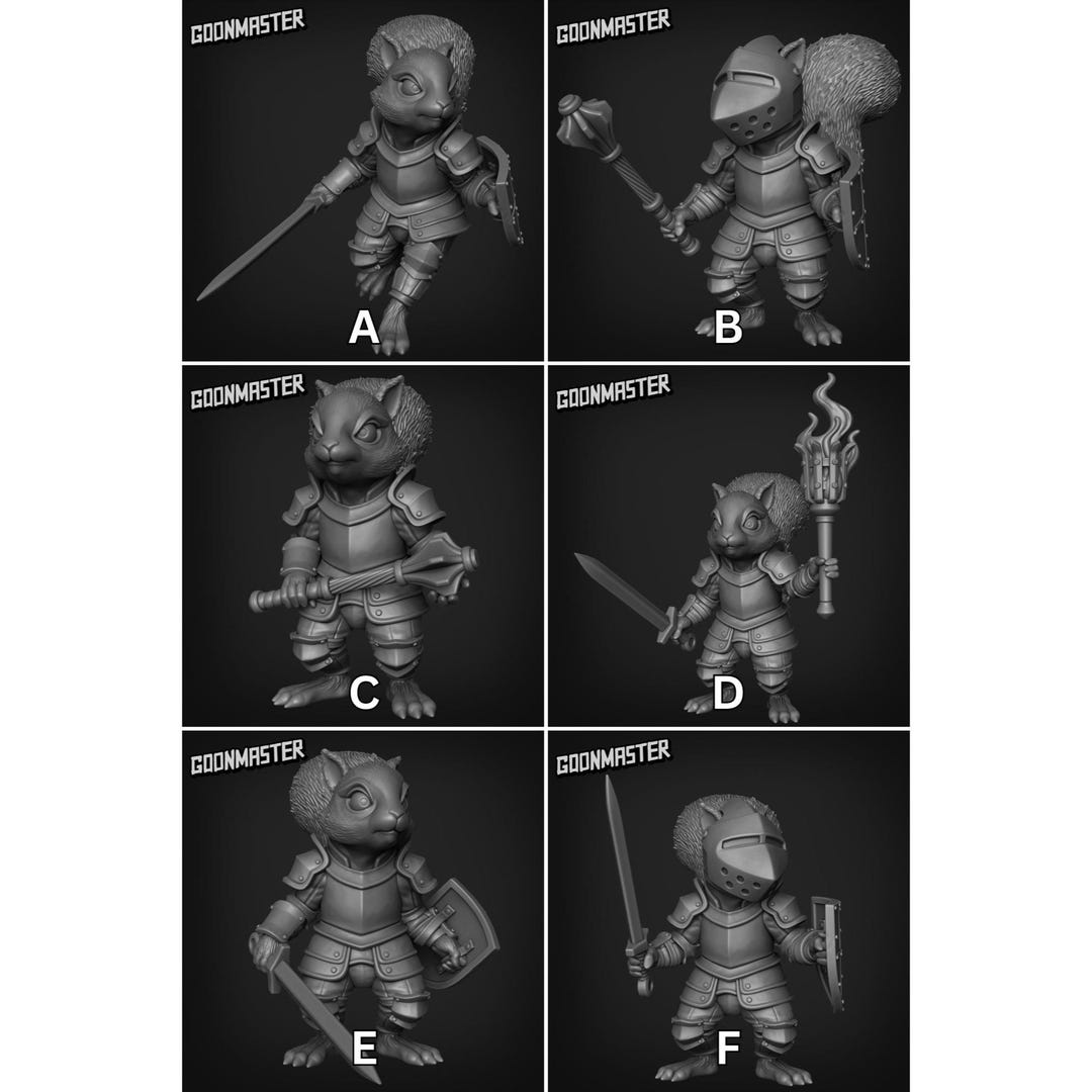 Squirrel Knight - 3d Printed Miniature Sculpted by Goon Master Games - Etsy