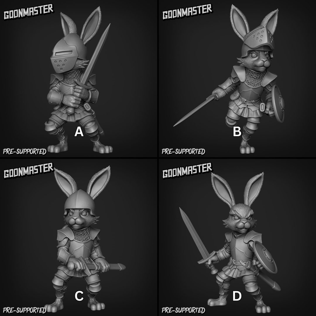 Rabbit Knight 3d Printed Miniature by Goon Master Games - Etsy