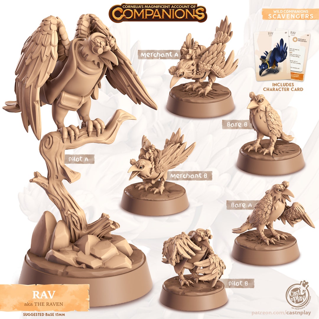 Rav (raven) Animal Companion Miniature for Dungeons and Dragons ...