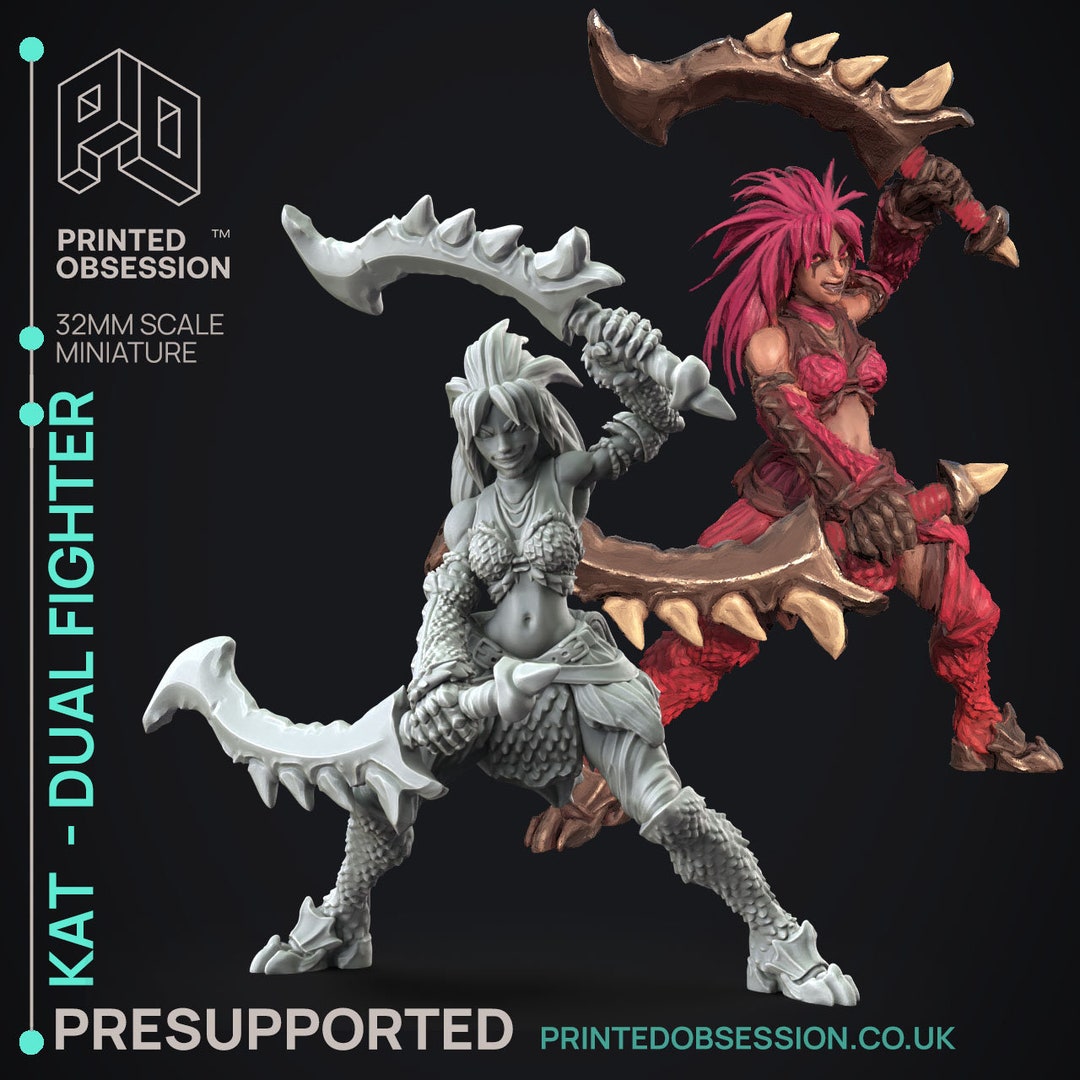 Kat - Dual Weapon Fighter - 3d Printed Miniatures Sculpted by Printed ...