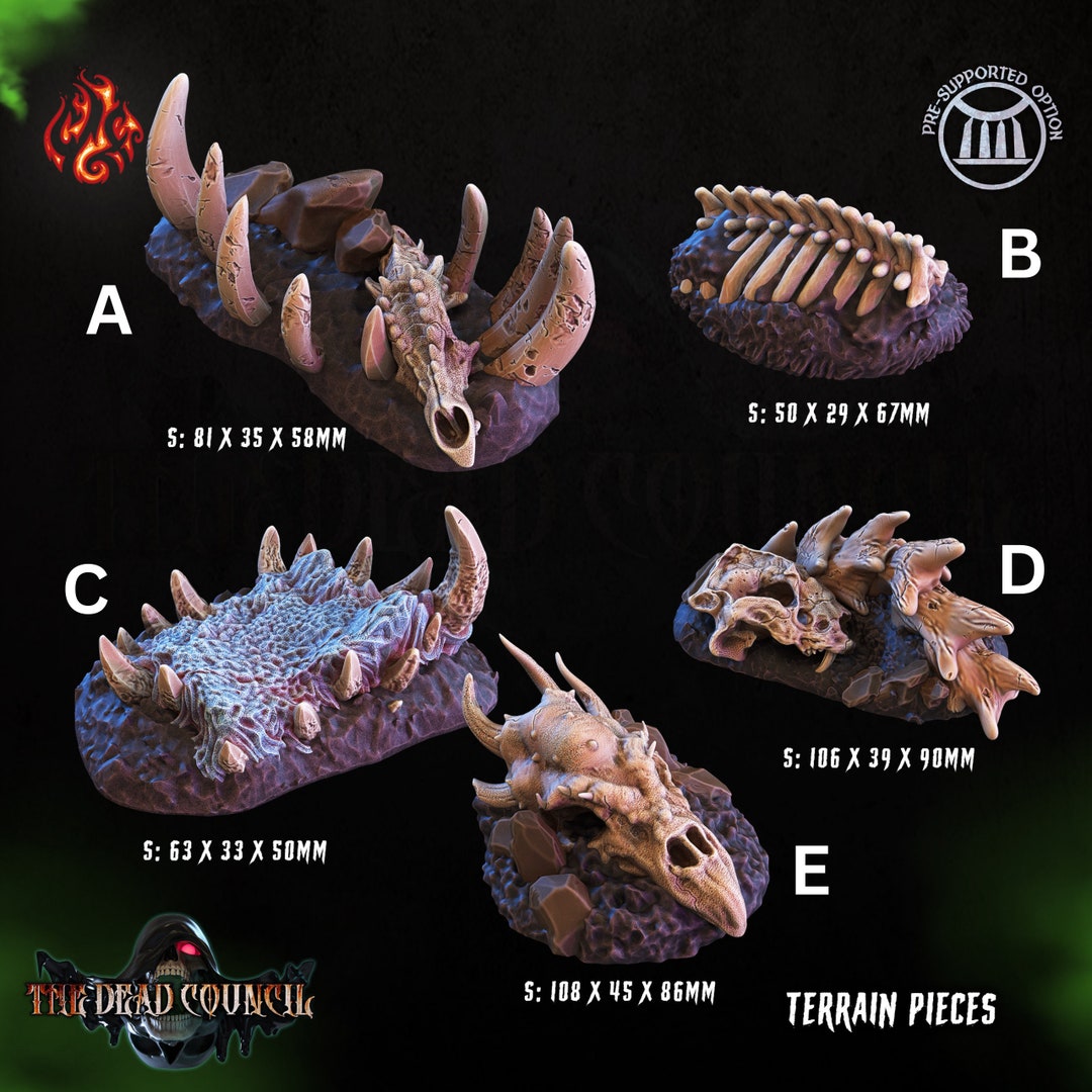 Monster Bones Terrain the Dead Council 3d Printed Miniatures Sculpted ...