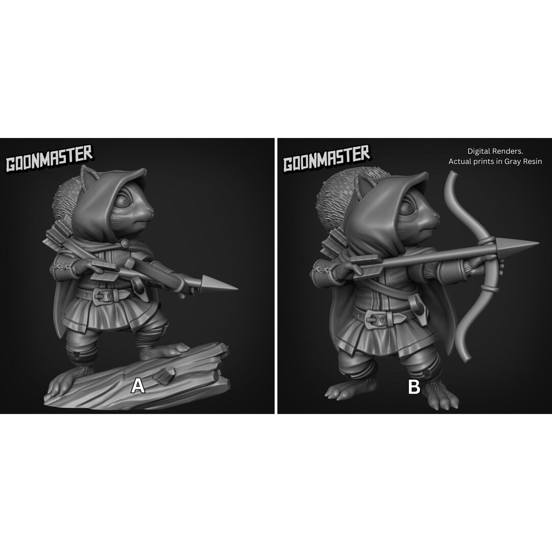 Squirrel Archer - 3d Printed Miniature Sculpted by Goon Master Games - Etsy