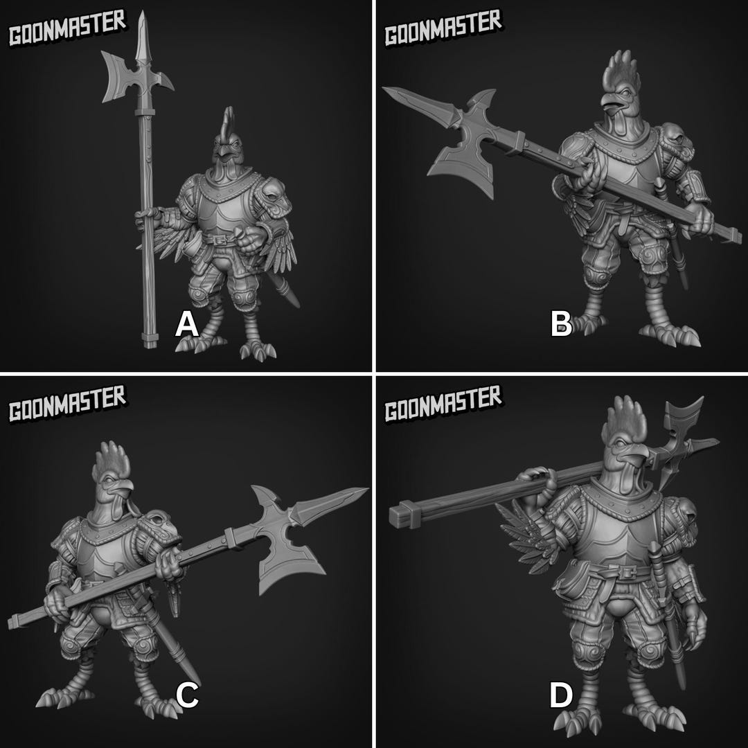 Chicken Knights With Halberd - 3d Printed Miniature Sculpted by Goon ...