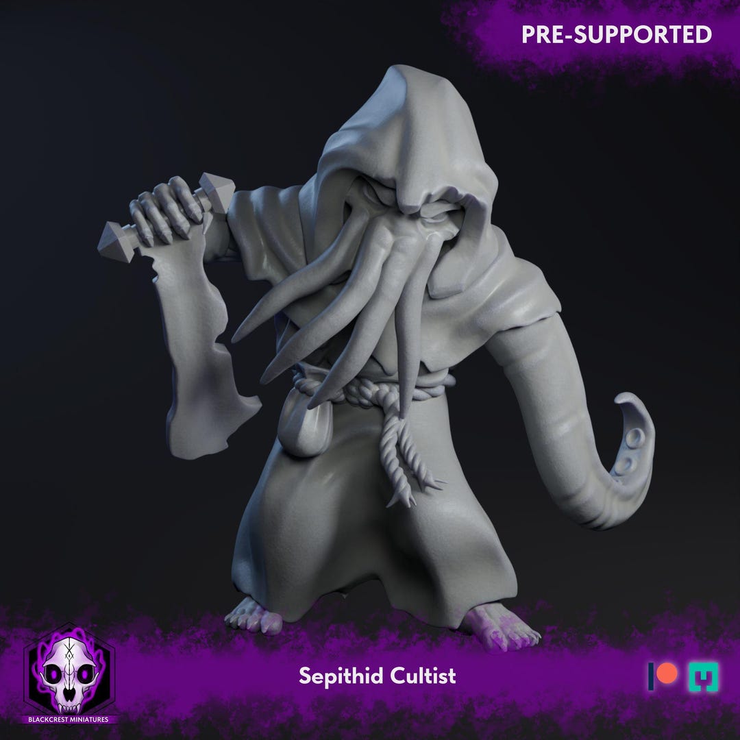 Sepithid Cultist - 3d Printed Miniature Sculpted by Blackcrest Miniatures - Etsy UK