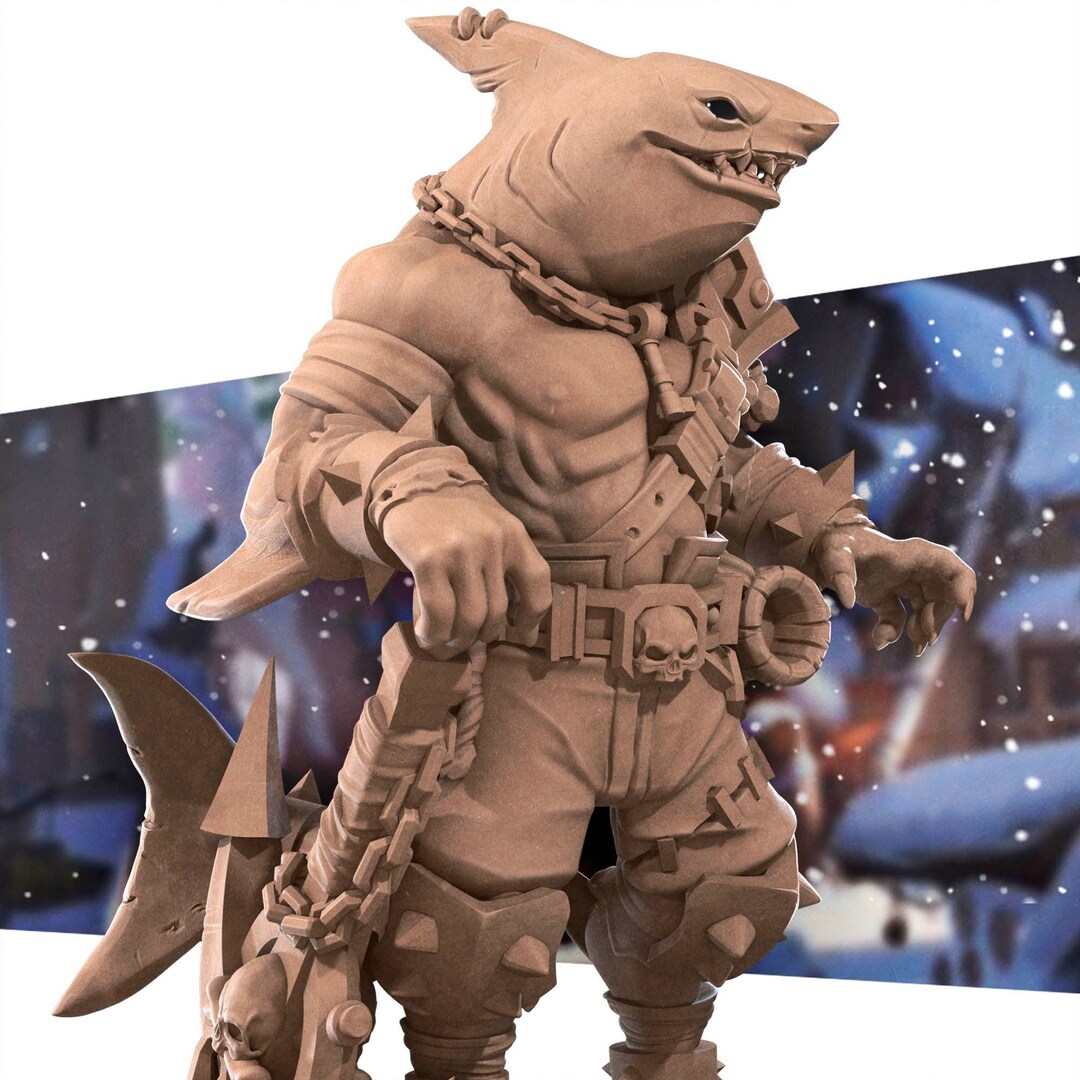 Sharkfolk Bandit Boss - 3d Printed Miniature by Bite the Bullet - Etsy