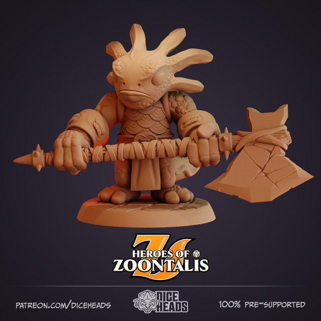 Axolotl Barbarian 3d Printed Miniatures Sculpted by Dice Heads - Etsy