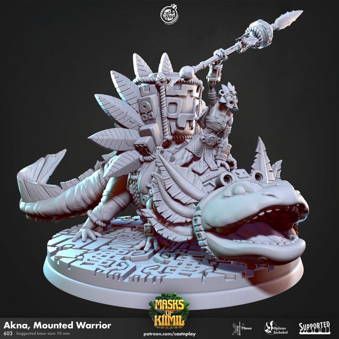 Axolotl Rider - Akna Mounted Warrior 3d Printed Miniatures Sculpted by ...