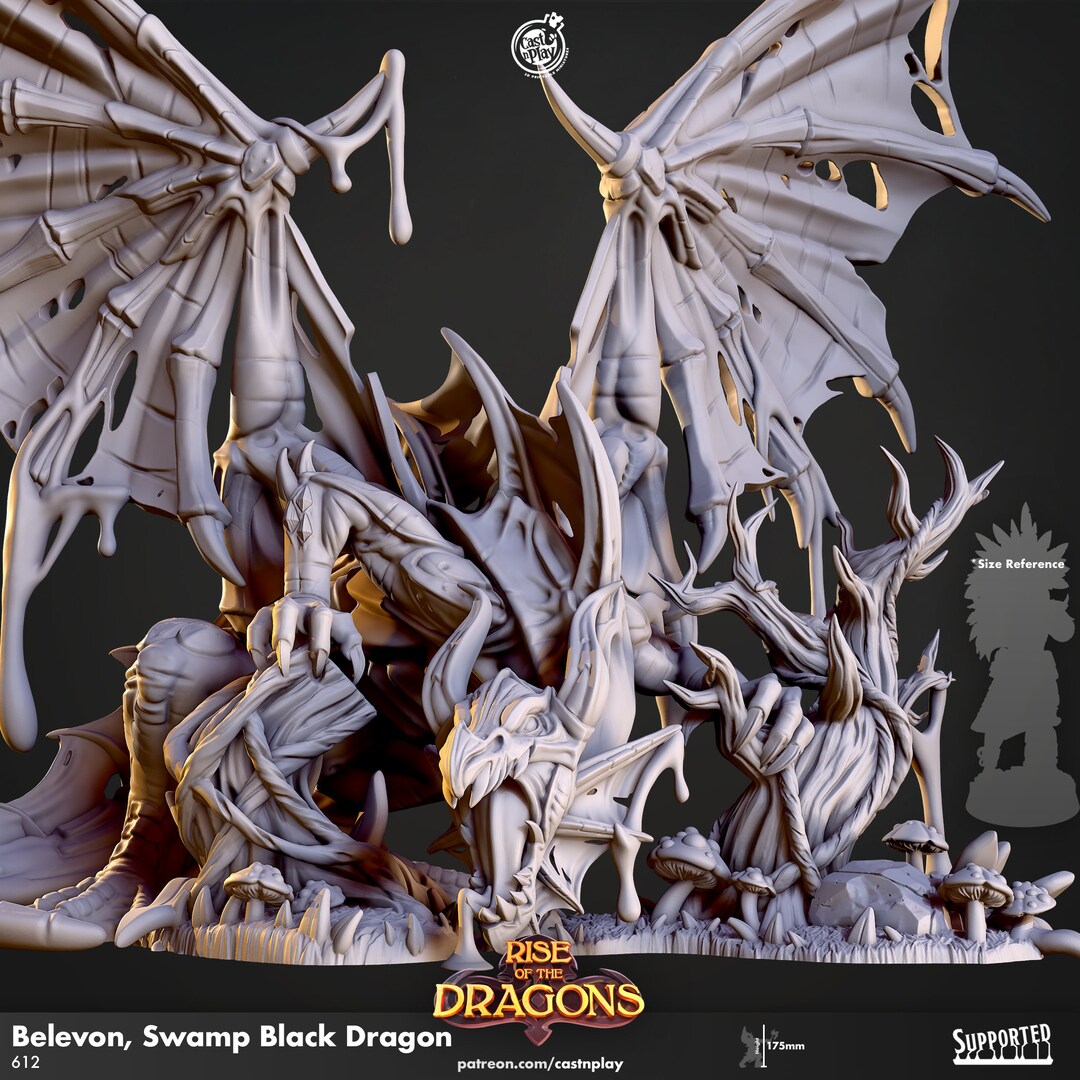 Belevon, Swamp Black Dragon - 3d Printed Miniatures Sculpted by Cast N ...