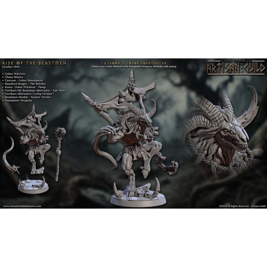 Cavroon, Gobor Bonedancer - Rise of the Beastmen - 3d Printed Miniature ...