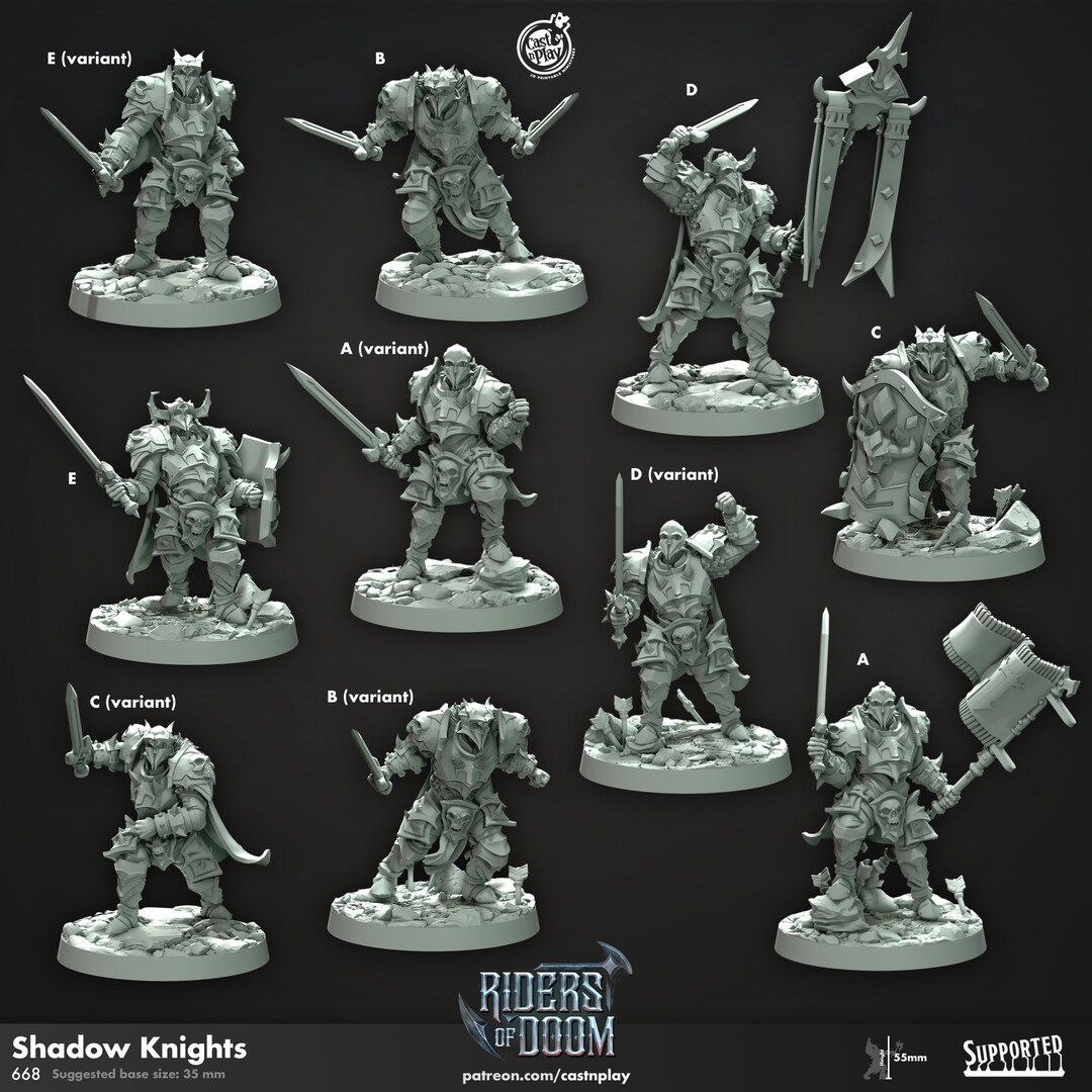 Shadow Knights - Riders of Doom 3d Printed Miniatures Sculpted by Cast ...