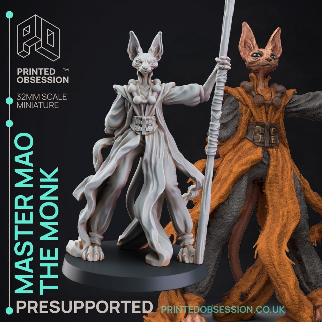 Master Mao, Tabaxi Monk - 3d Printed Miniature by Printed Obsession - Etsy
