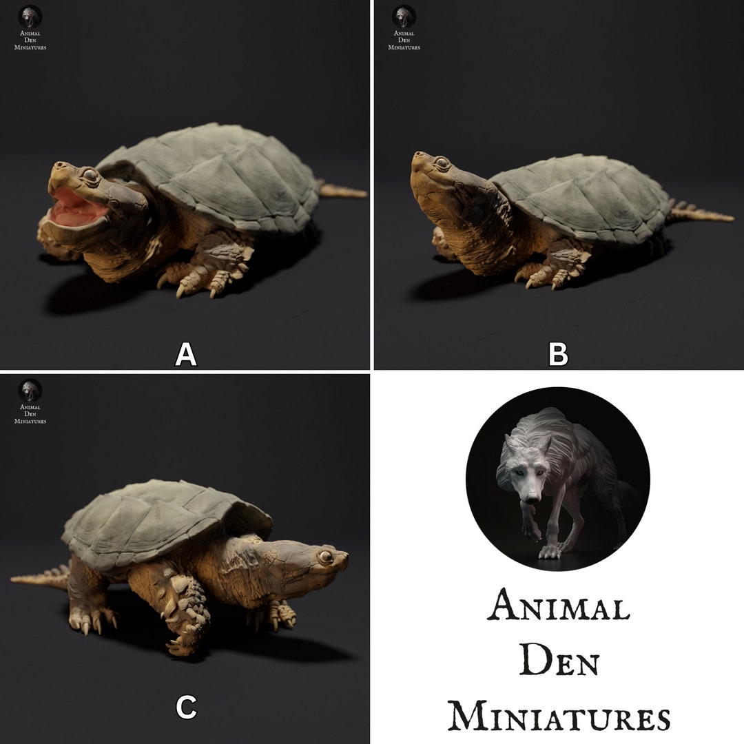 Common Snapping Turtle - 3d Printed 1/24 Scale Miniature by Animal Den ...