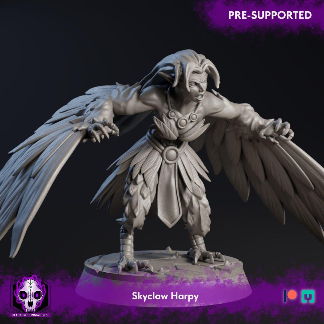 Skyclaw Harpies 3d Printed Miniature Sculpted by Blackcrest Miniatures - Etsy