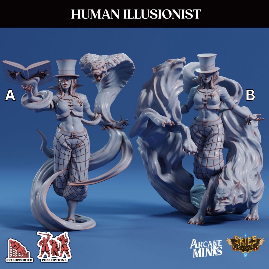 Human Illusionist 3d Printed Miniature by Arcane Minis - Etsy
