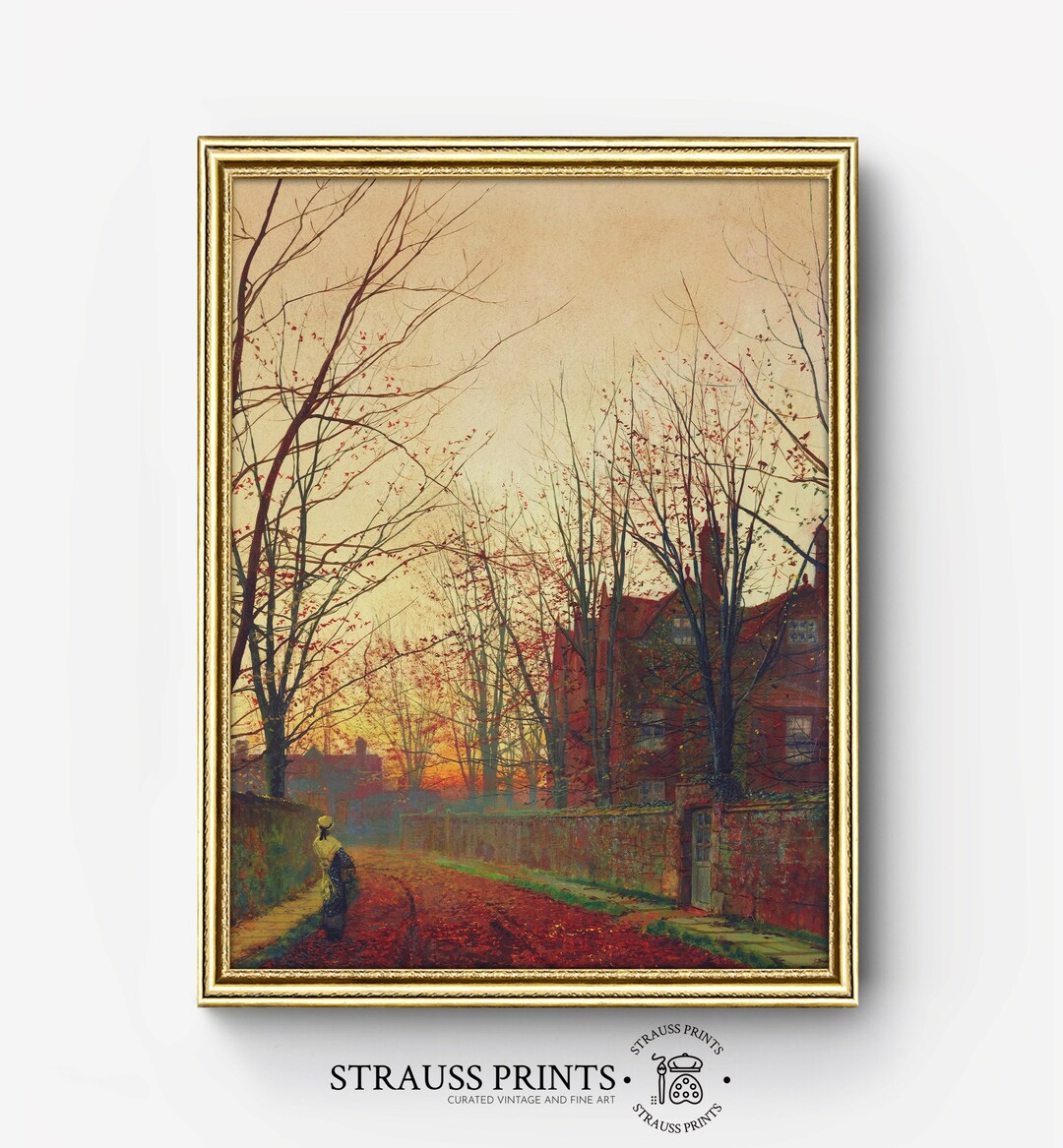 Late October Sunset on Country Lane, With Lingering Figure | Oil on ...