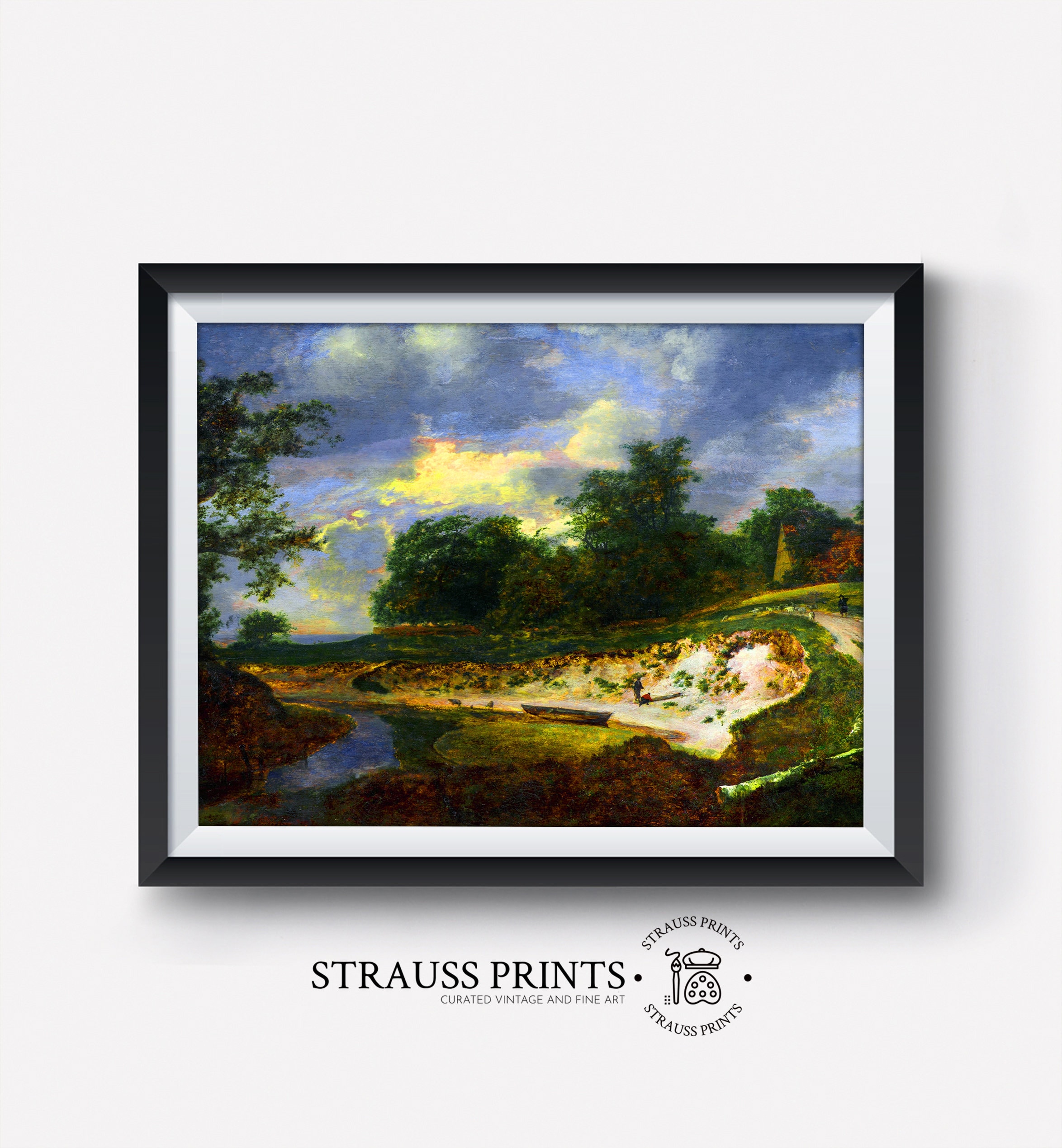 Riverbed With Sandy Beach and Cliff | Oil on Canvas | Painting ...