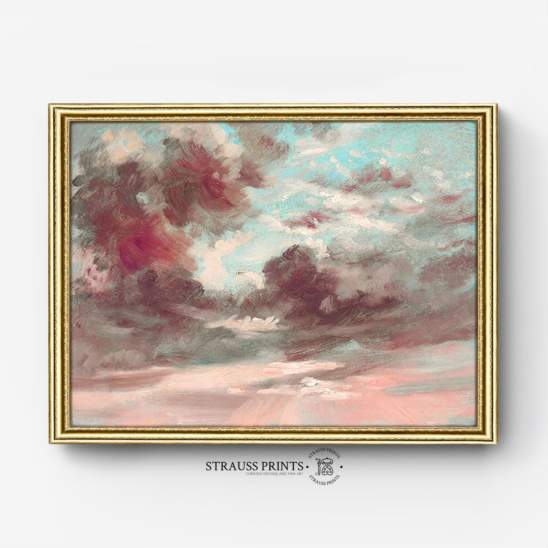 Vintage Cloud Study | Sunset | Printable Wall Art L Night Rolls in | Blue Sky Blotted Out ...
