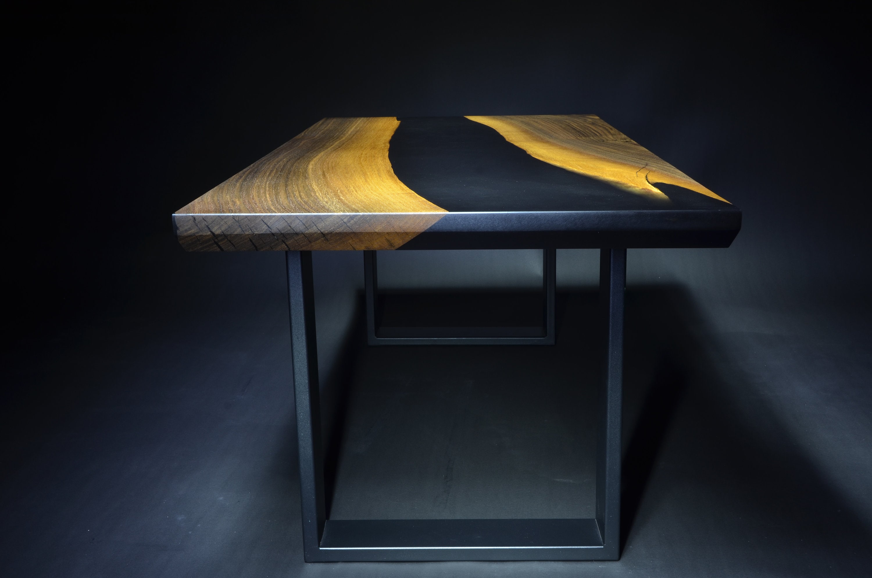 Walnut Matte Black River Table Walnut Coffee Table Coffee - Etsy