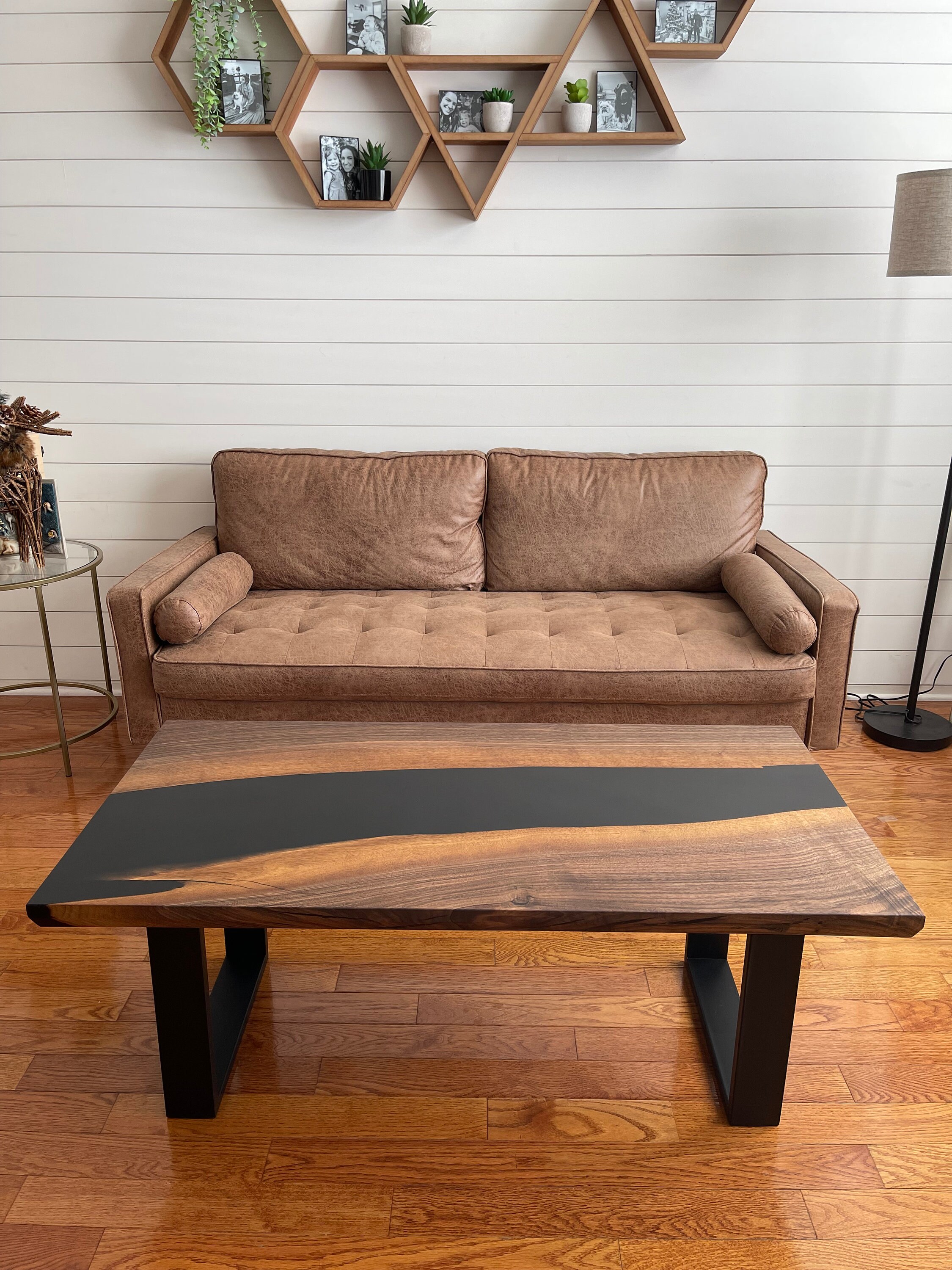 Walnut Matte Black River Table Walnut Coffee Table Coffee - Etsy