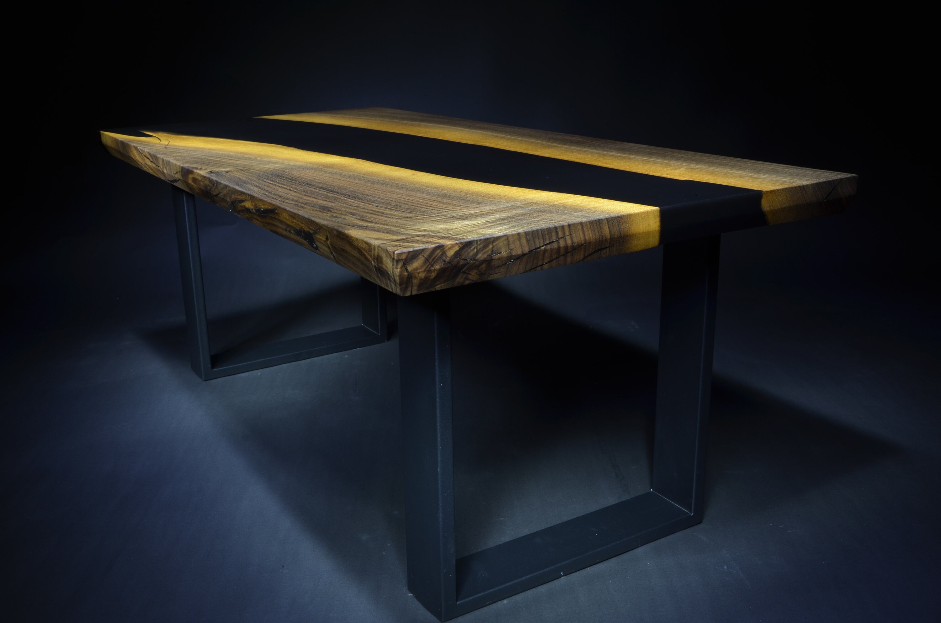 Walnut Matte Black River Table Walnut Coffee Table Coffee - Etsy