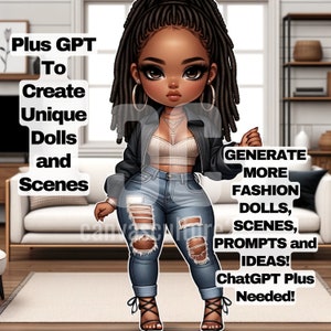 20 Curvy Chic Chibi Doll African American Fashionista Pngs Great for ...