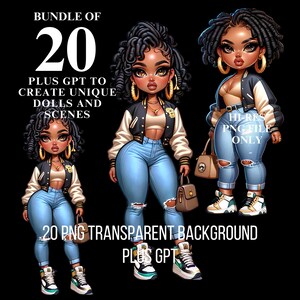 20 Curvy Chibi-style Woman PNG Bundle Video Tutorial Vibrant Sassy ...