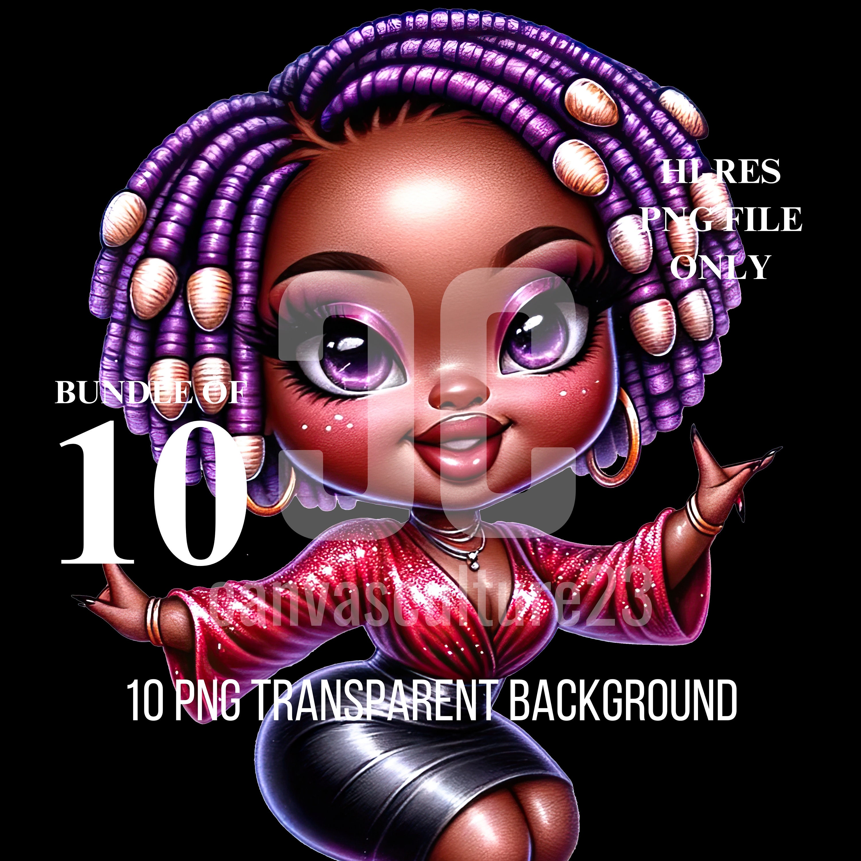 Exuberant Chibi Dance Illustration Bundle African American - Etsy