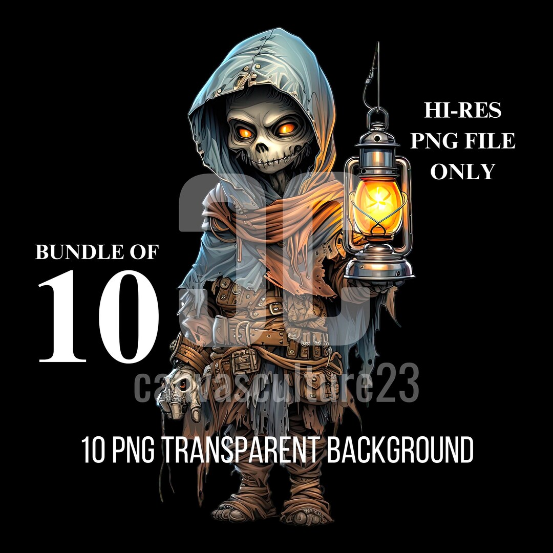 10 for 10 | Spooky Scary Skeleton Zombie Lantern Bundle | 10 PNG Files ...