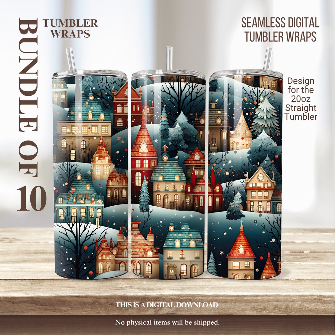 Unbeatable Bundle of 10 PNG Seamless 20oz Tumbler Wraps: Christmas ...