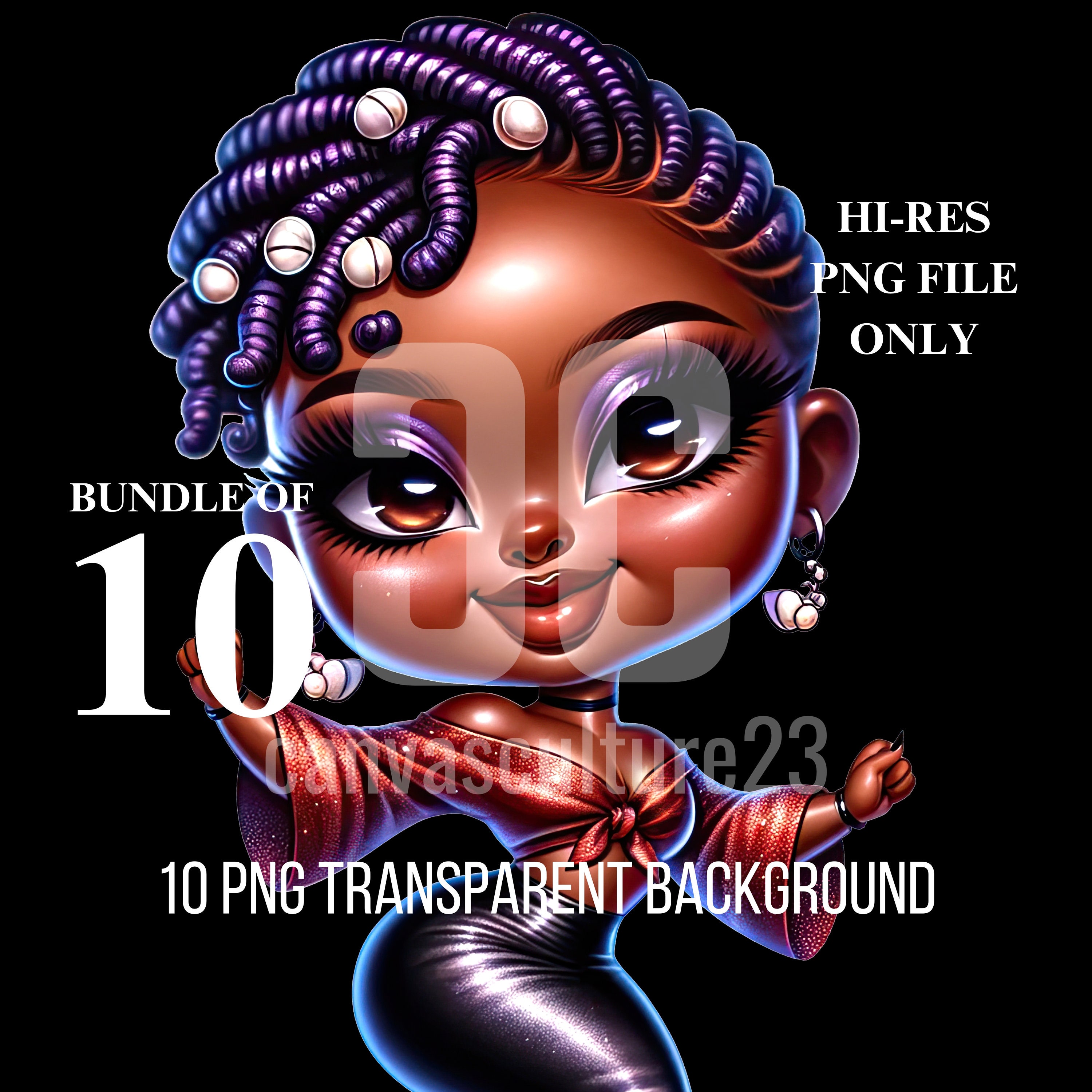 Exuberant Chibi Dance Illustration Bundle African American - Etsy