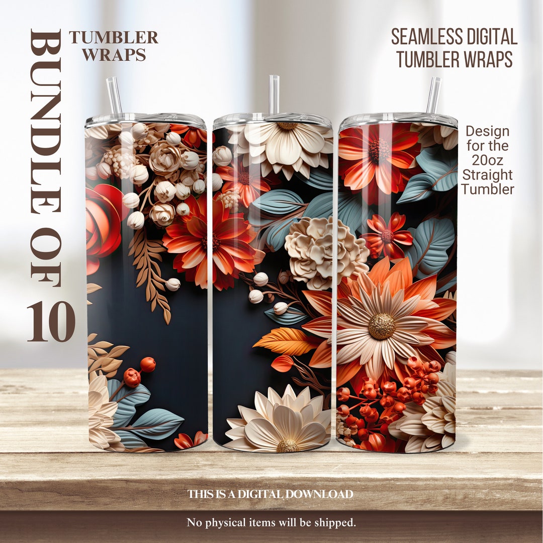 Unbeatable Bundle of 10 PNG Seamless 20oz Digital Tumbler Wraps 3D ...