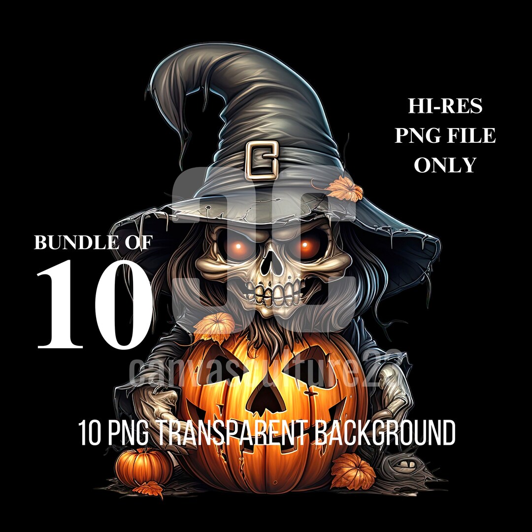 10 for 10 Spooky Skeleton Skull With Jack O Lantern Set 2 - Etsy