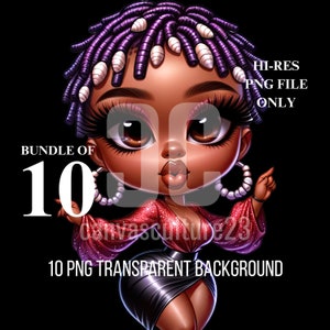 Exuberant Chibi Dance Illustration Bundle African American Woman ...