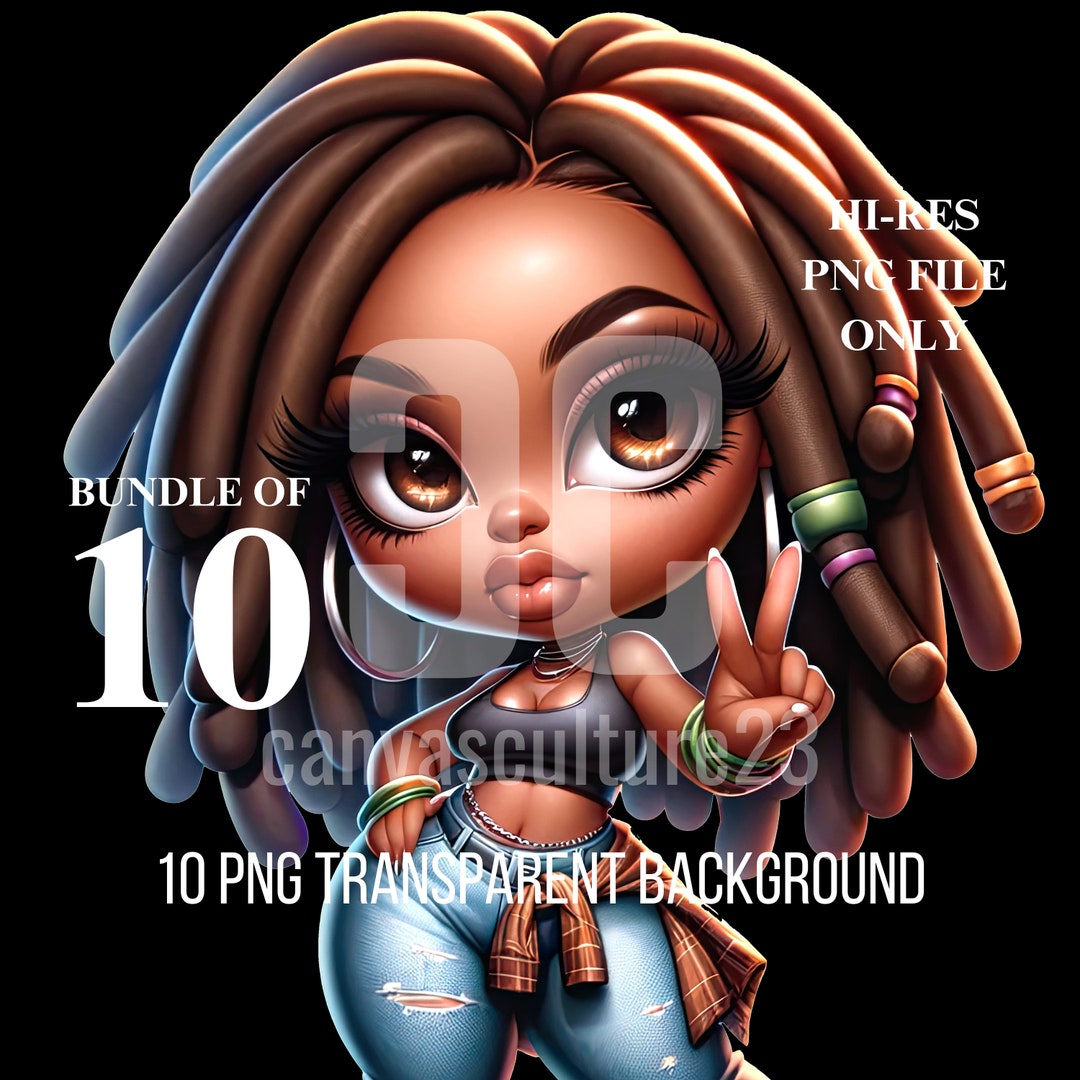 Urban Chic Curvy Chibi Style African American Female With Dreadlocks ...
