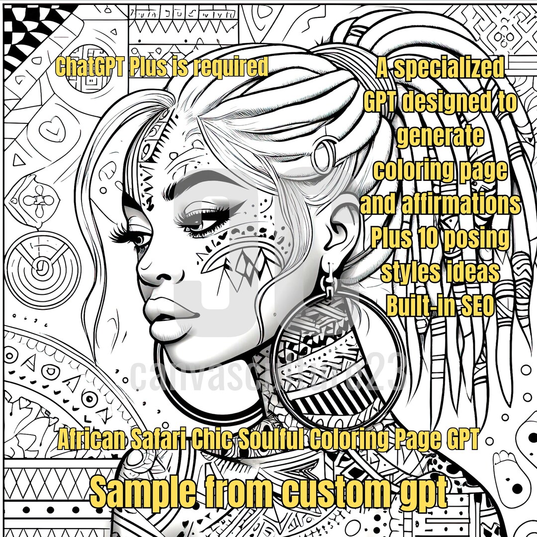 African Safari Chic Soulful Coloring Page GPT: Custom Images ...