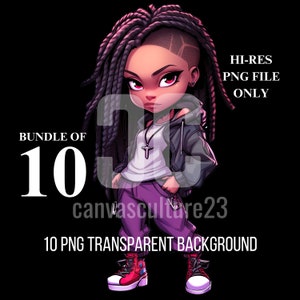 Ultimate Chibi Girl Graffiti Art 10 PNG Transparent Files Bundle Maroon ...