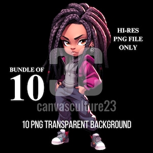 Ultimate Chibi Girl Graffiti Art 10 PNG Transparent Files Bundle Maroon ...