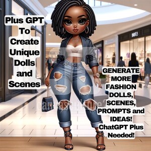20 Curvy Chic Chibi Doll African American Fashionista Pngs Great for ...