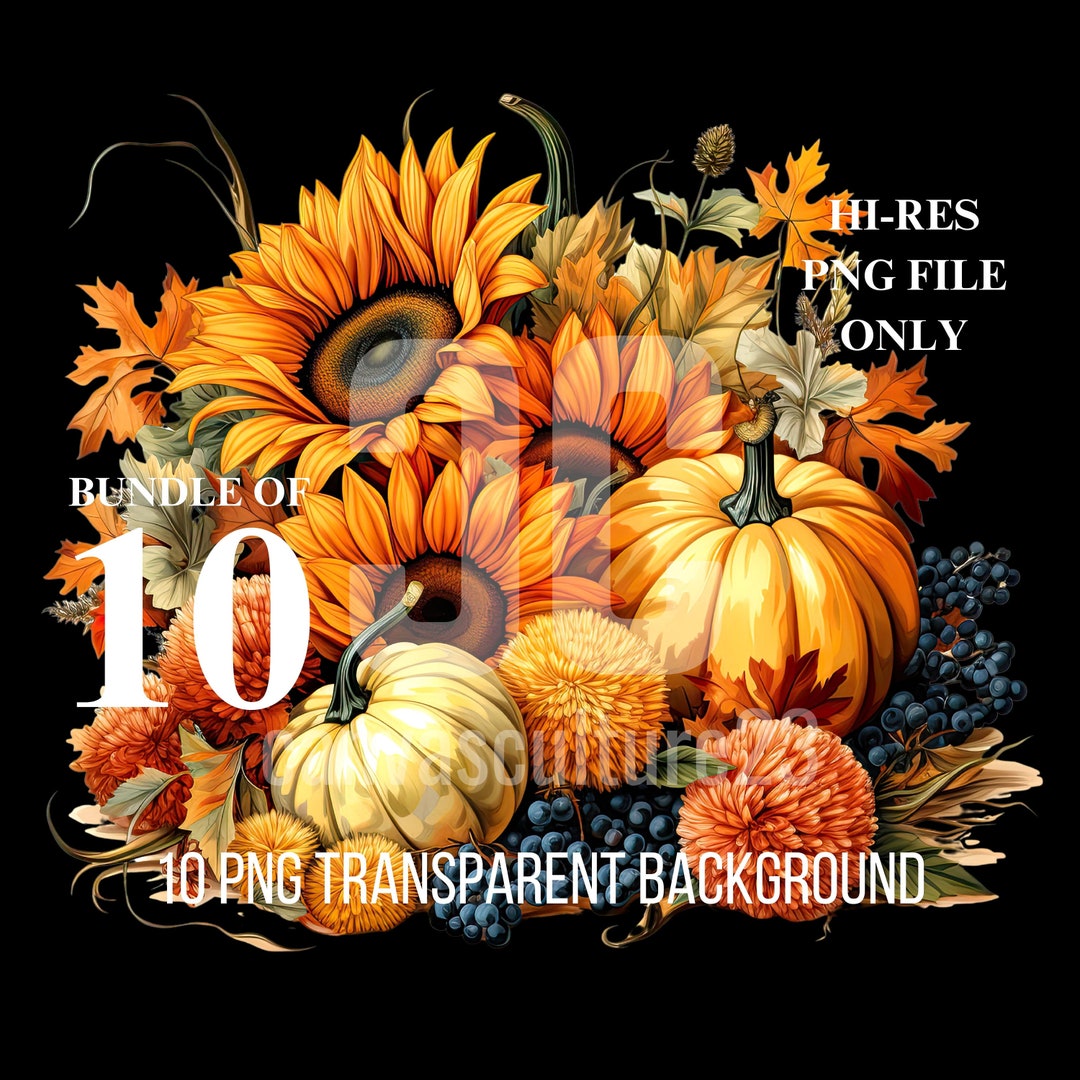 10 for 10 Thanksgiving & Fall Season Bundle 10 PNG Transparent Files ...