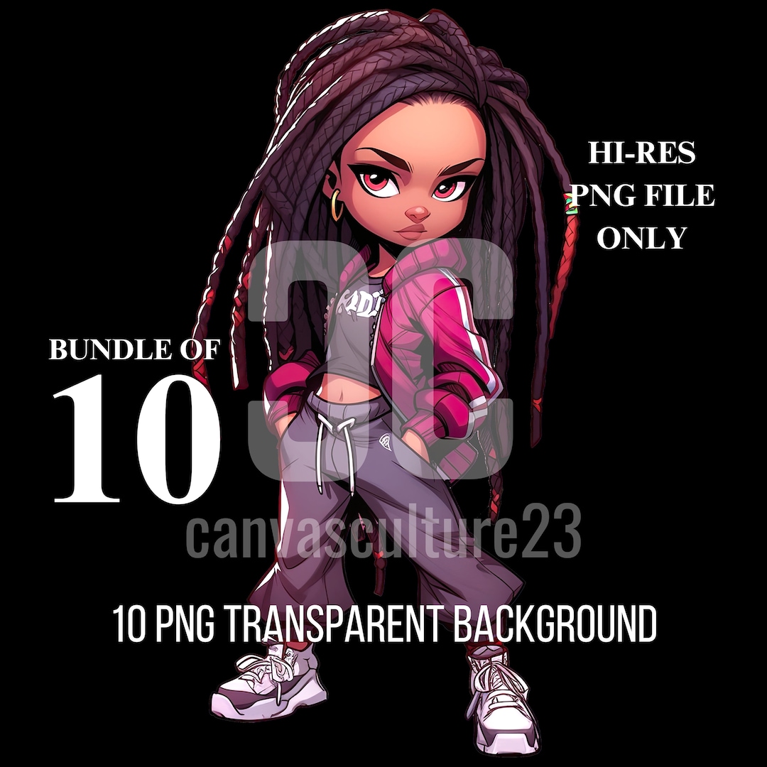 Ultimate Chibi Girl Graffiti Art 10 PNG Transparent Files Bundle Maroon ...