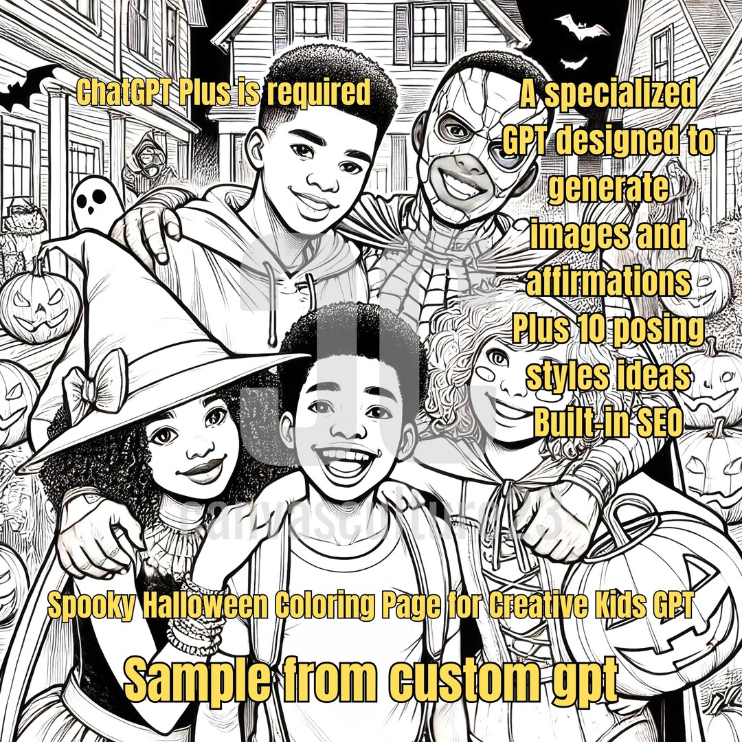 Buy Spooky Halloween Coloring Page for Creative Kids GPT Create and ...