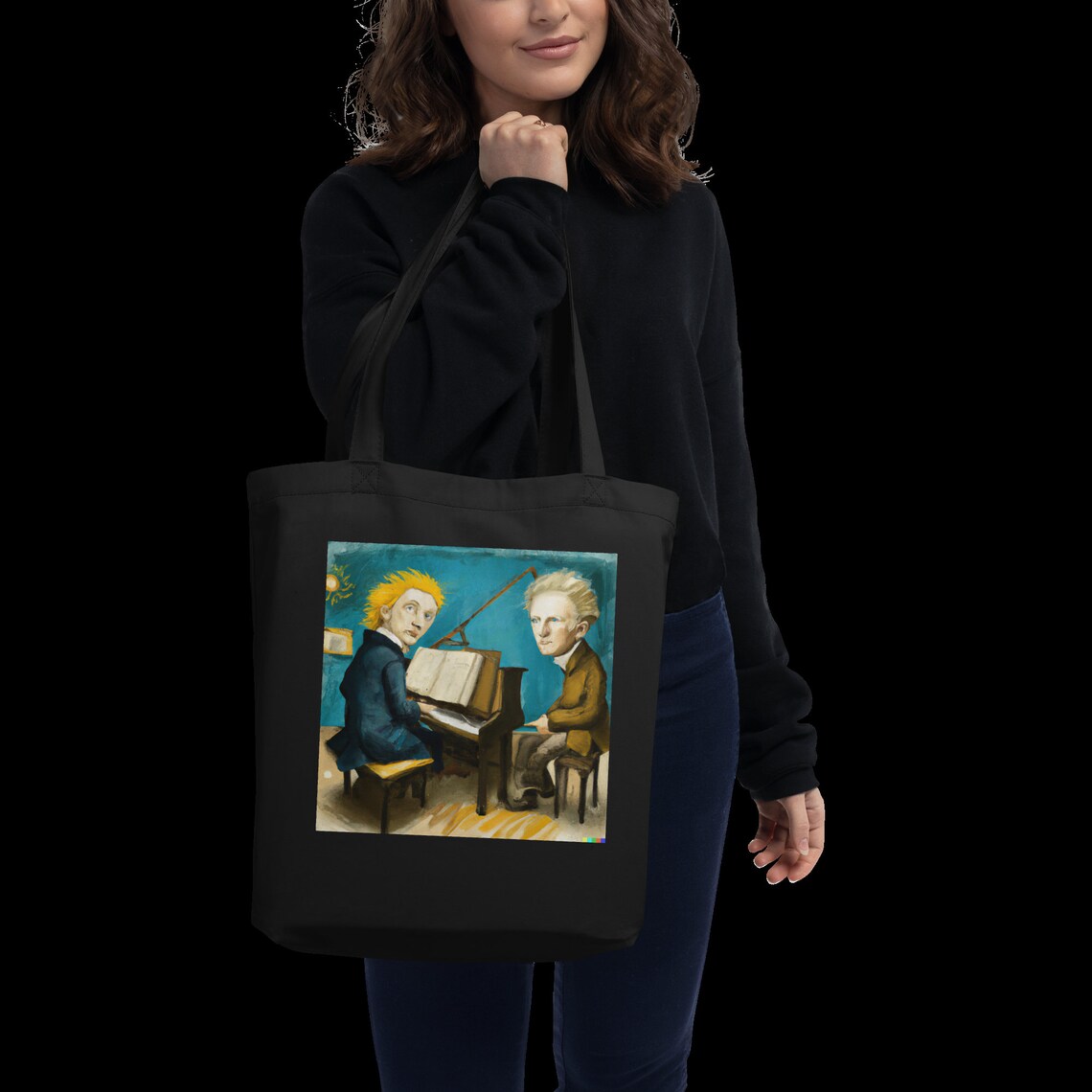 Mozart Teaches Van Gogh to Play the Piano Eco Tote Bag - Etsy