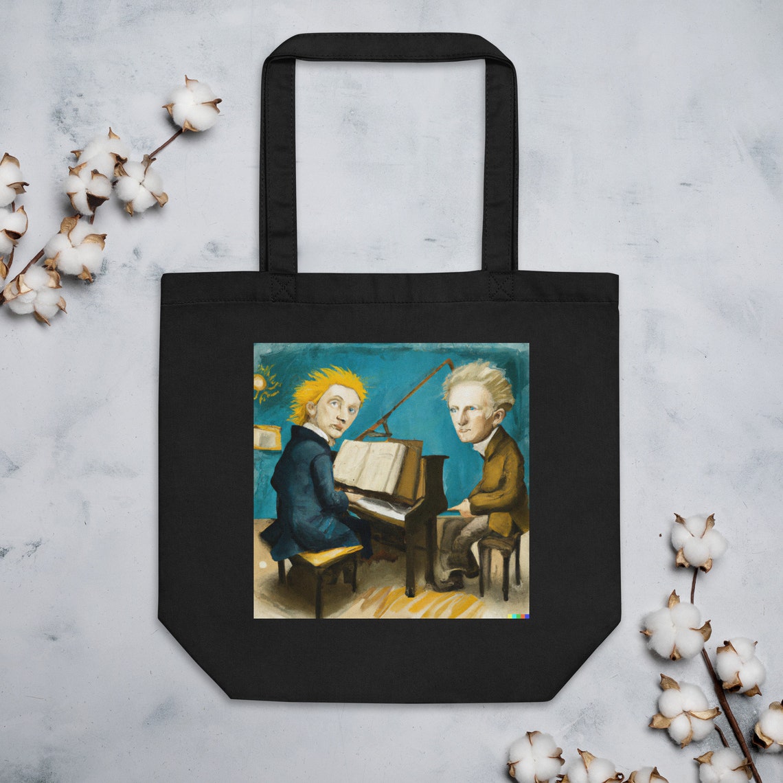 Mozart Teaches Van Gogh to Play the Piano Eco Tote Bag - Etsy