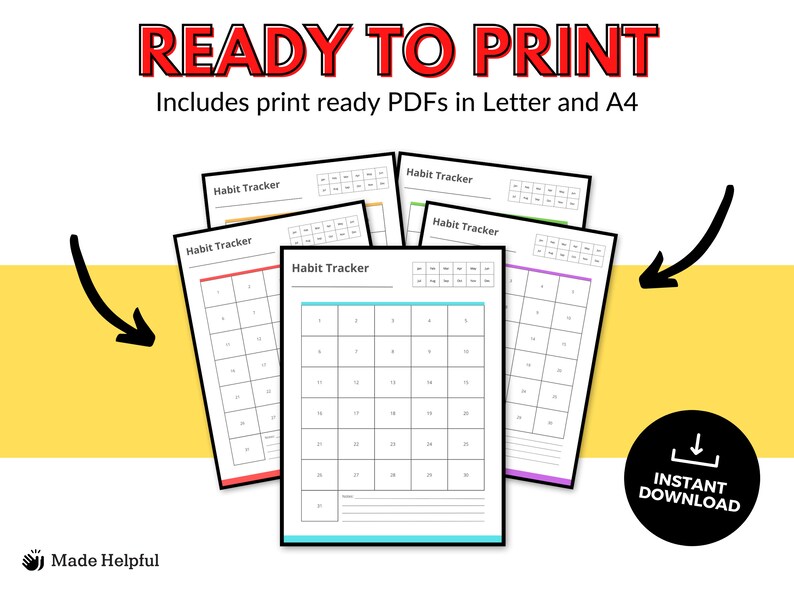 Monthly Habit Tracker Printable Routine Tracker Canva Template - Etsy