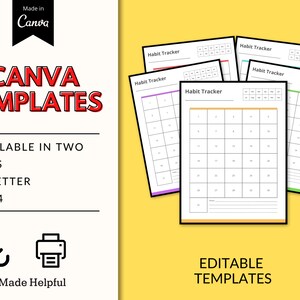 Monthly Habit Tracker Printable Routine Tracker Canva Template Habit ...