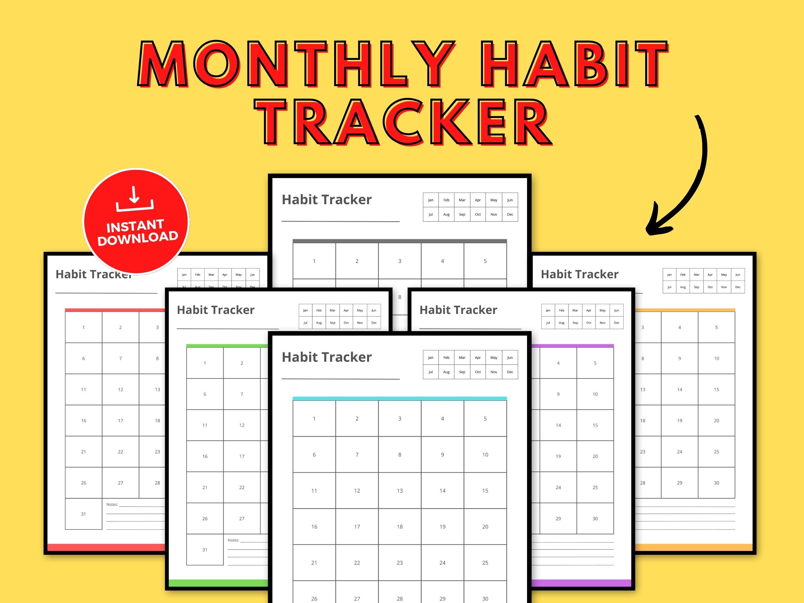 Monthly Habit Tracker Printable Routine Tracker Canva Template Habit ...