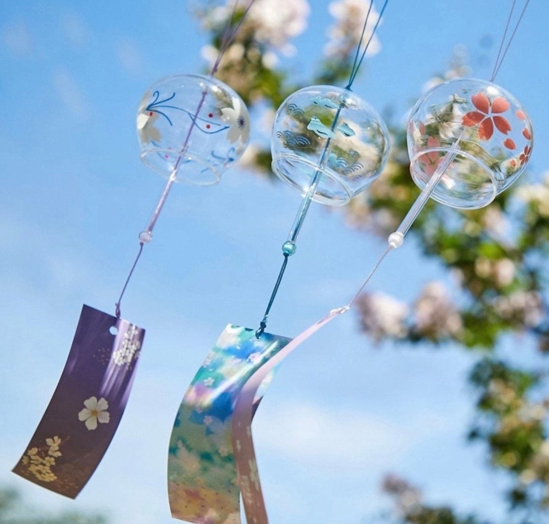 Sakura Glass Wind Chimes: Japanese Meditation Bell, 3-piece Set - Etsy