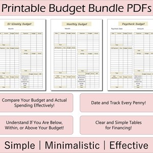 Budget Template Bundle PDF Printable, Monthly Budget Template, Bi ...