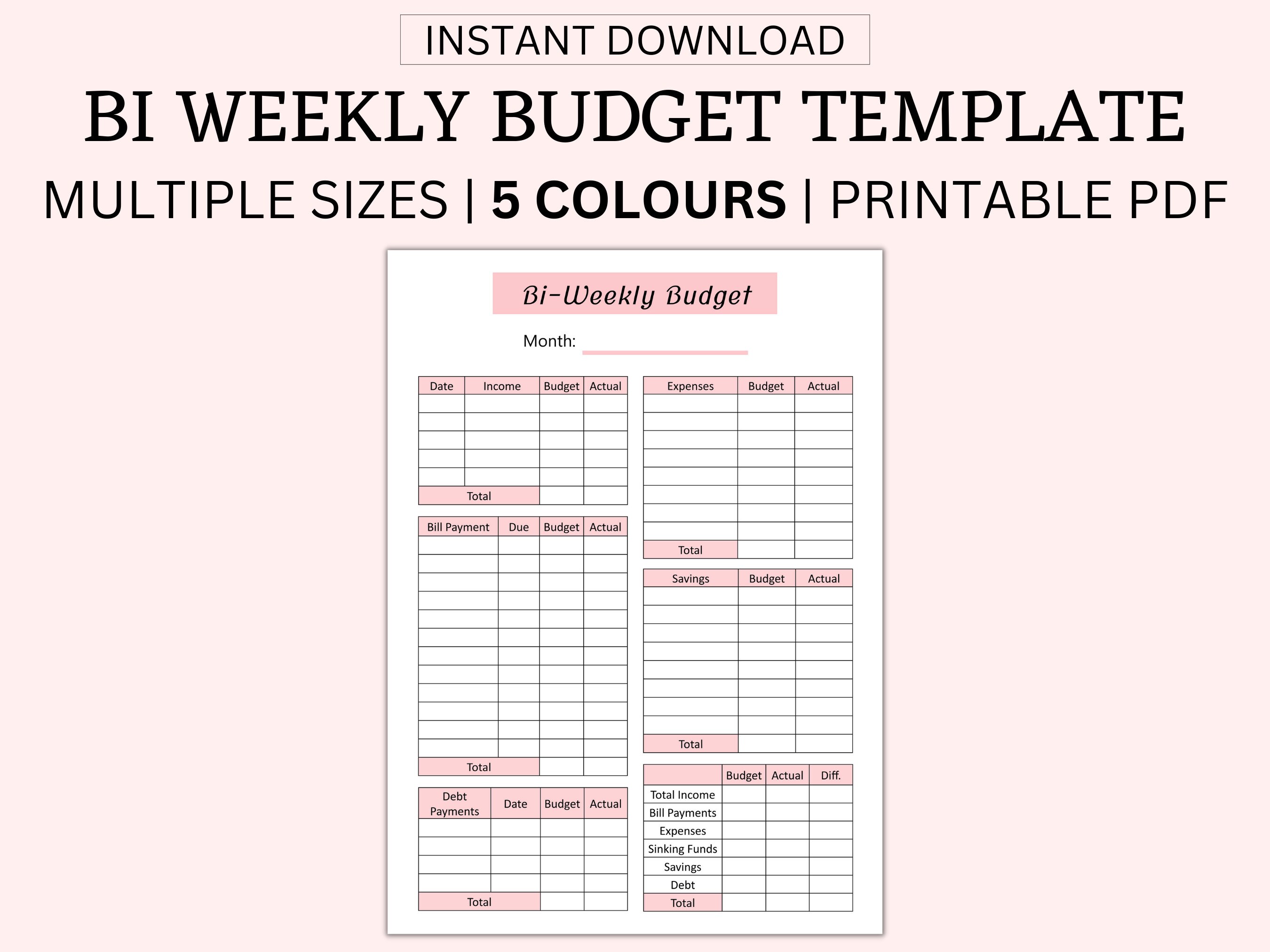 Simple Bi-weekly Budget Overview Printable Template Printable - Etsy Canada