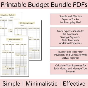 Budget Template Bundle PDF Printable, Monthly Budget Template, Bi ...